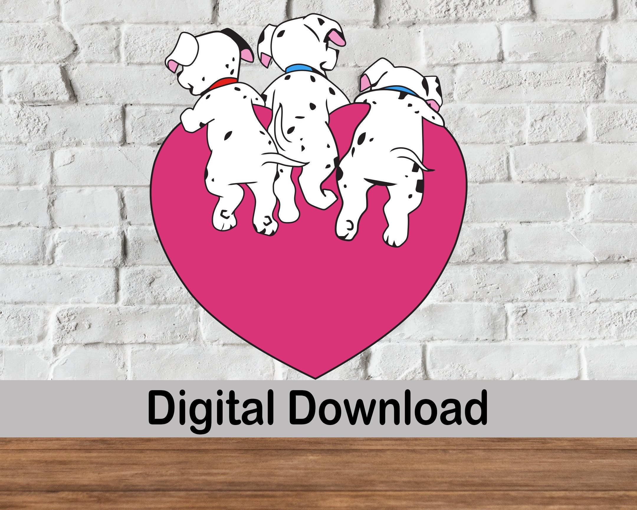Dalmatians on Big Heart Svg Love Svg Valentine's Day - Etsy