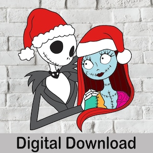Merry Christmas Jack and Sally, SVG and PNG Files, Layered, Clip Art ...