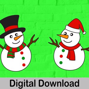 Cute Snowmen Clip Art, SVG and PNG Files. - Etsy