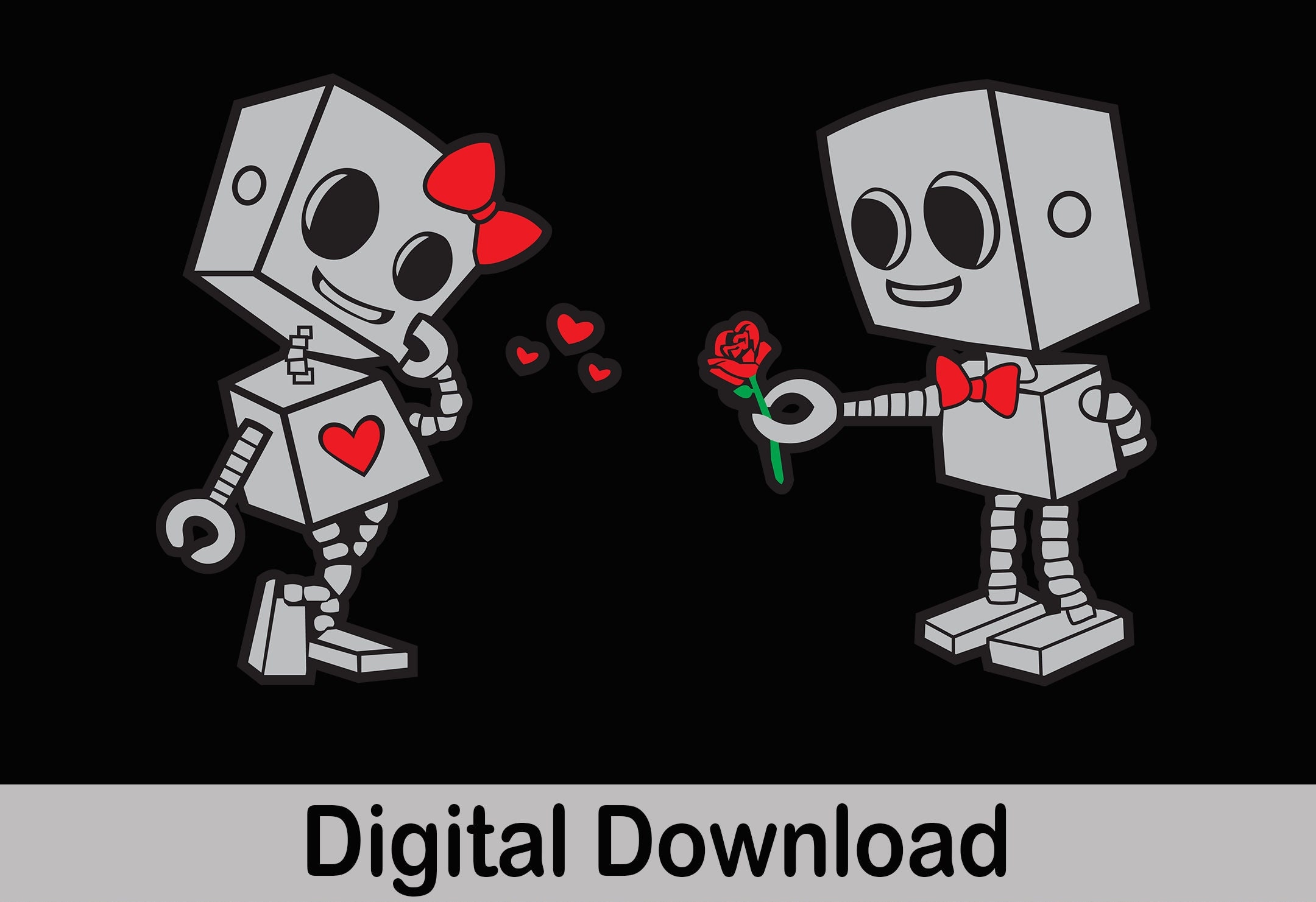 Robots, Valentine's Day Design, SVG and PNG Files, Cricut File, Simple ...