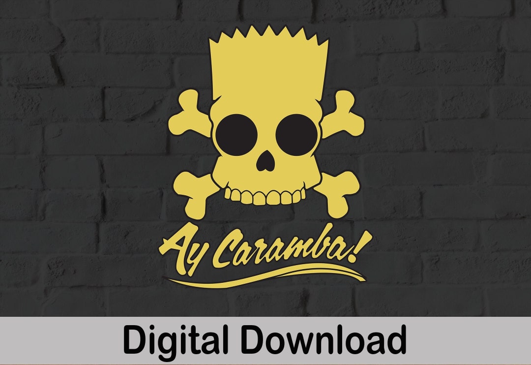 Bart Ay Caramba Skull, Digital Art, SVG and PNG Files. - Etsy