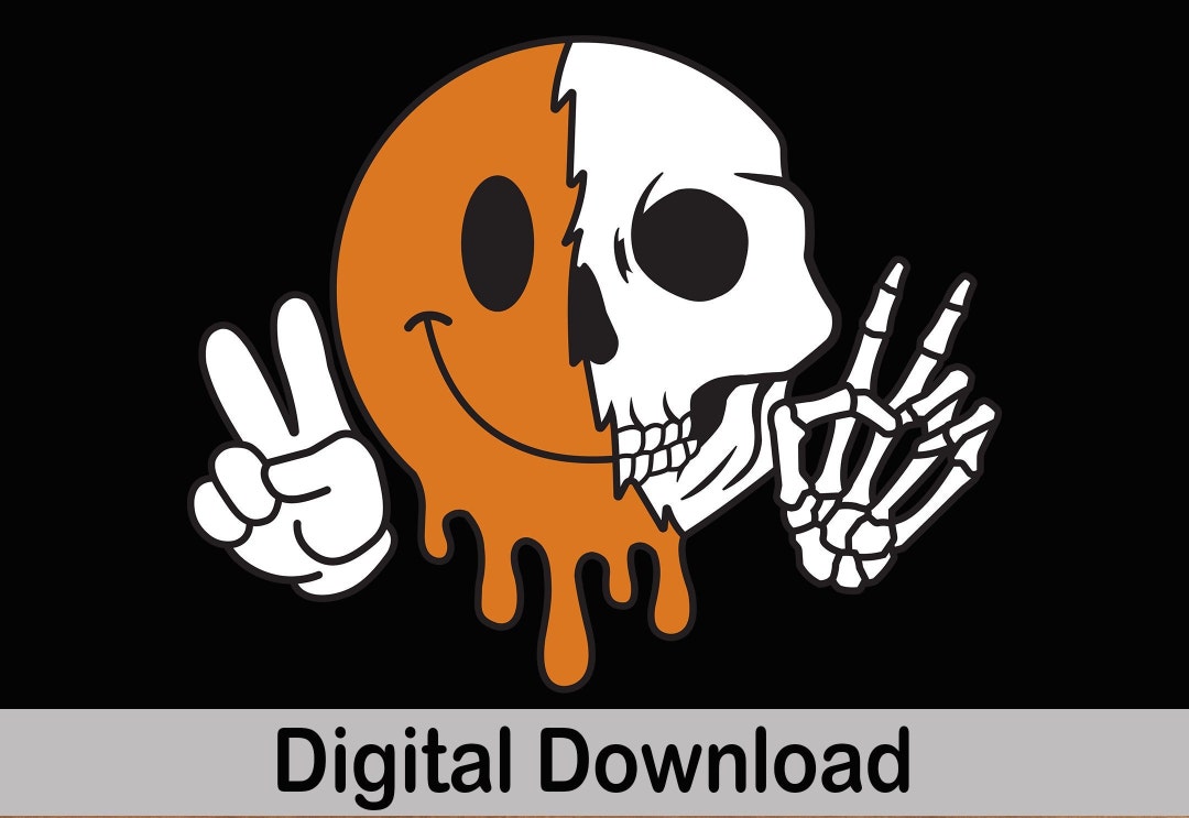 Melting Smiley Skull Face, SVG and PNG Files, Cricut File. - Etsy