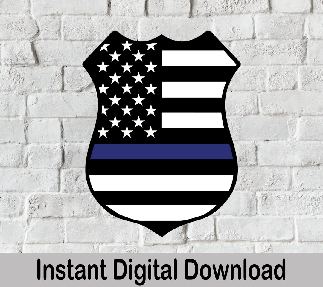 Thin Blue Line Flag Badge SVG: Patriotic Police Design (digital ...