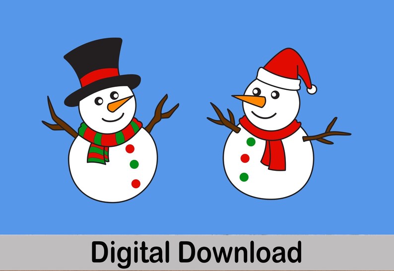 Cute Snowmen Clip Art SVG and PNG Files. - Etsy