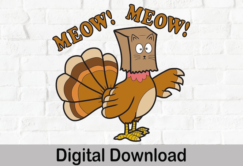Funny Turkey Cat for Thanksgiving SVG and PNG Files Clip - Etsy