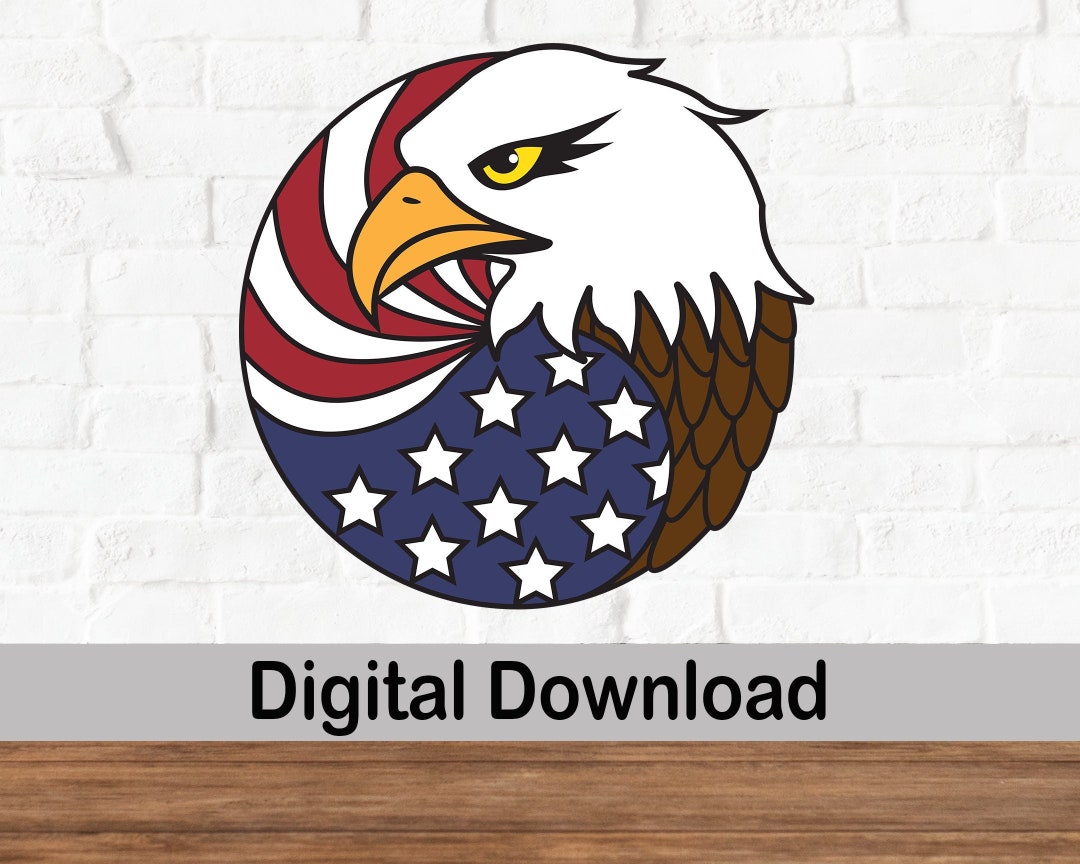 Patriotic American Flag Bald Eagle Vector Image SVG and PNG - Etsy