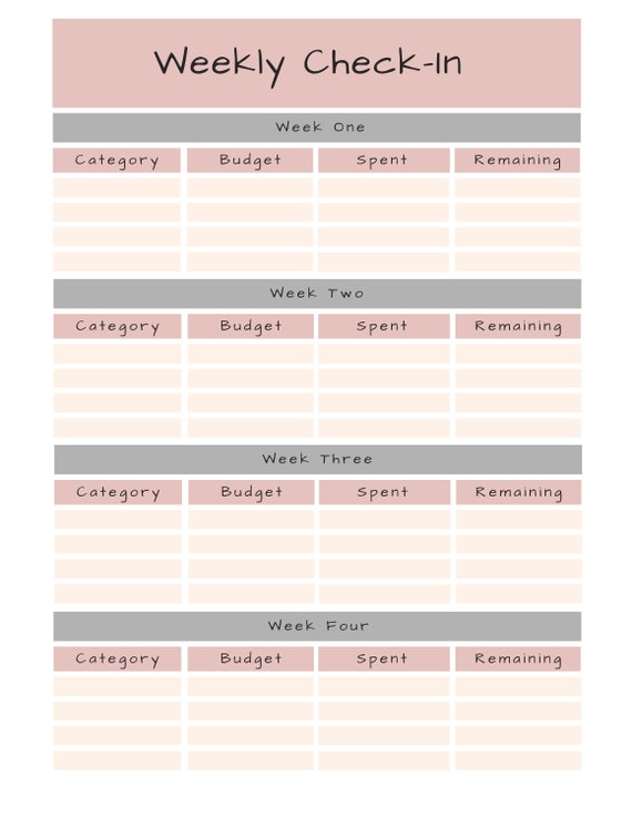 Weekly Check in Printable Weekly Check-in Instant Download - Etsy