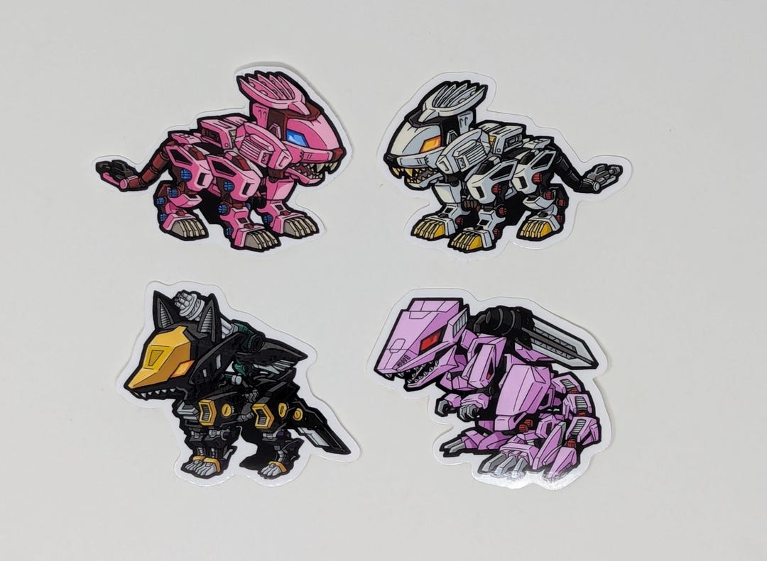 Chibi Zoids Vinyl Stickers - Liger Zero, Shadow Fox, Berserk Fury, and ...