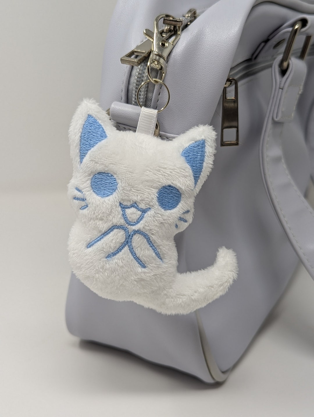 Glow in the Dark Spooky Ghost Cat Plush Keychain | Embroidered Minky ...