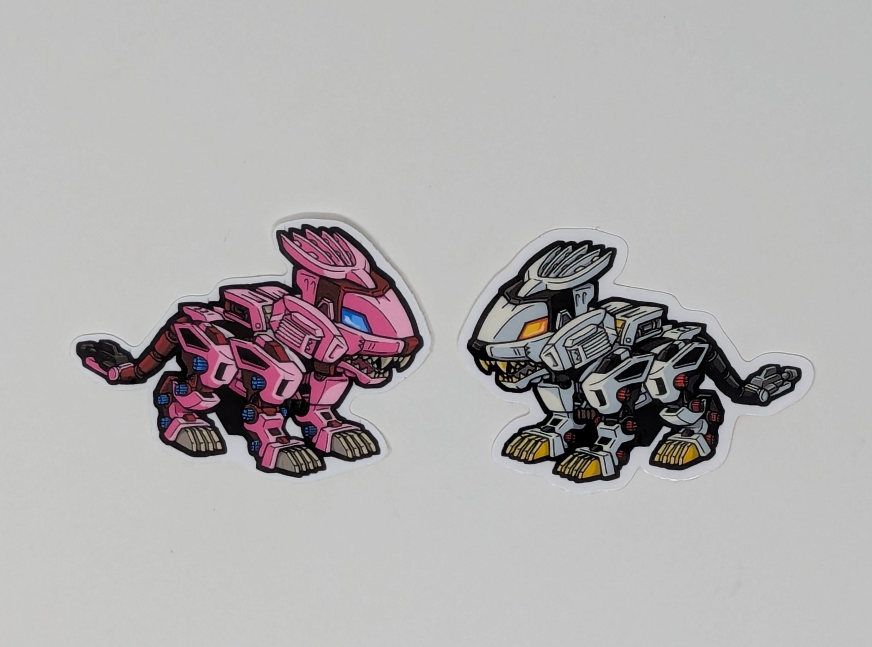 Chibi Zoids Vinyl Stickers - Liger Zero, Shadow Fox, Berserk Fury, and ...