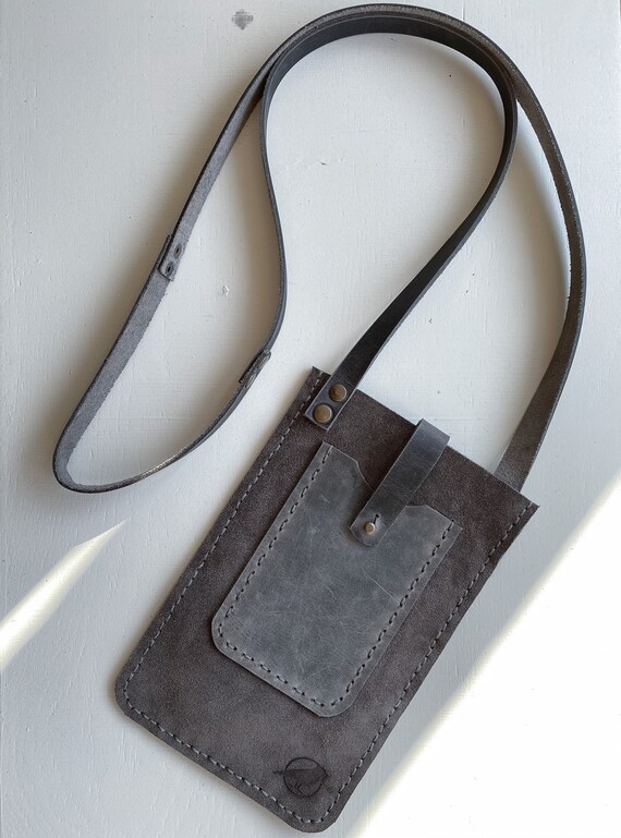 Gray Suede Leather Phone Case for Women / Gray Suede Wallet / | Etsy