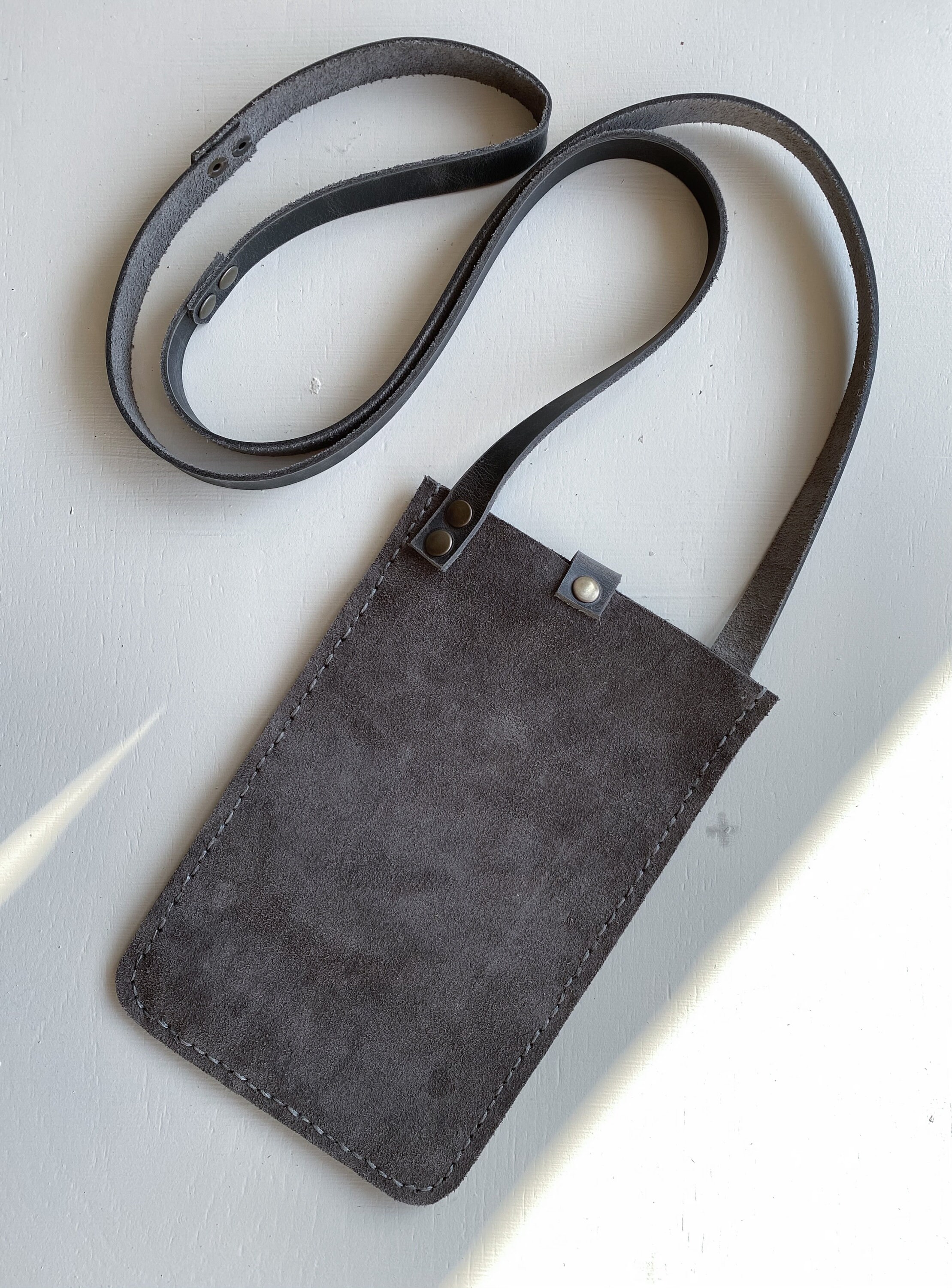 Gray Suede Leather Phone Case for Women / Gray Suede Wallet / Cross ...