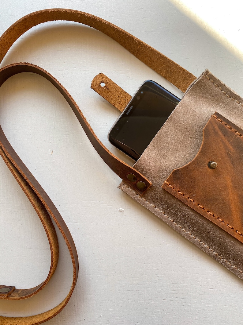 Personalized Sand Color Suede Leather Custom Phone Bag Slim Mobile ...