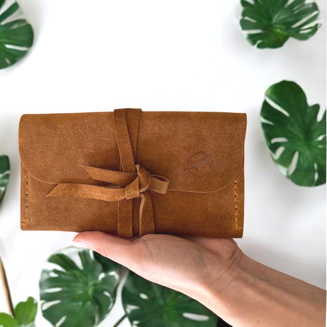 Suede Leather Wallet, Brown Suede Leather Wallet, Long Leather Wallet ...