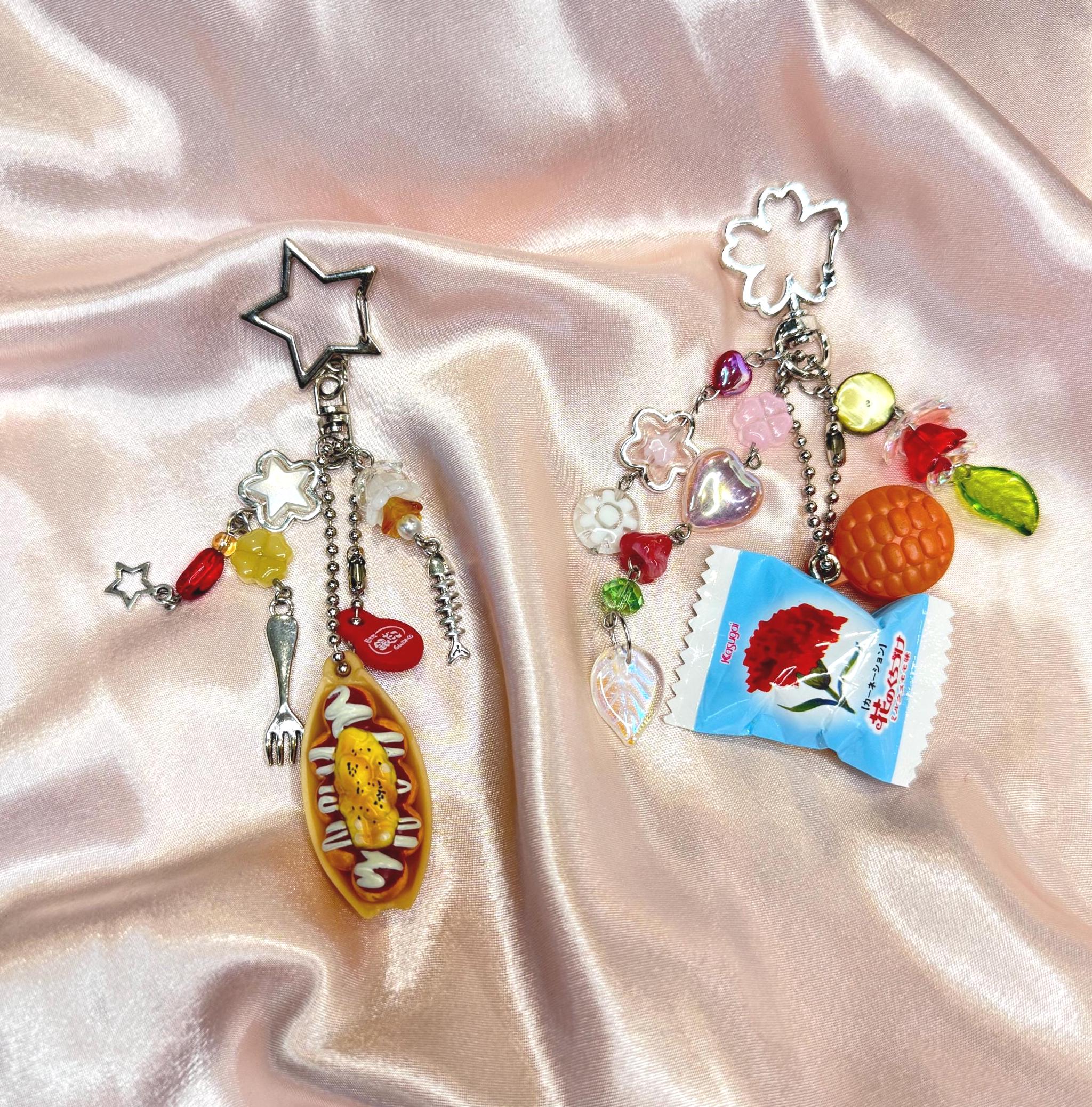 Cute Trinket Keychains / Bag Charms Kawaii Gacha Japanese Food Charm ...