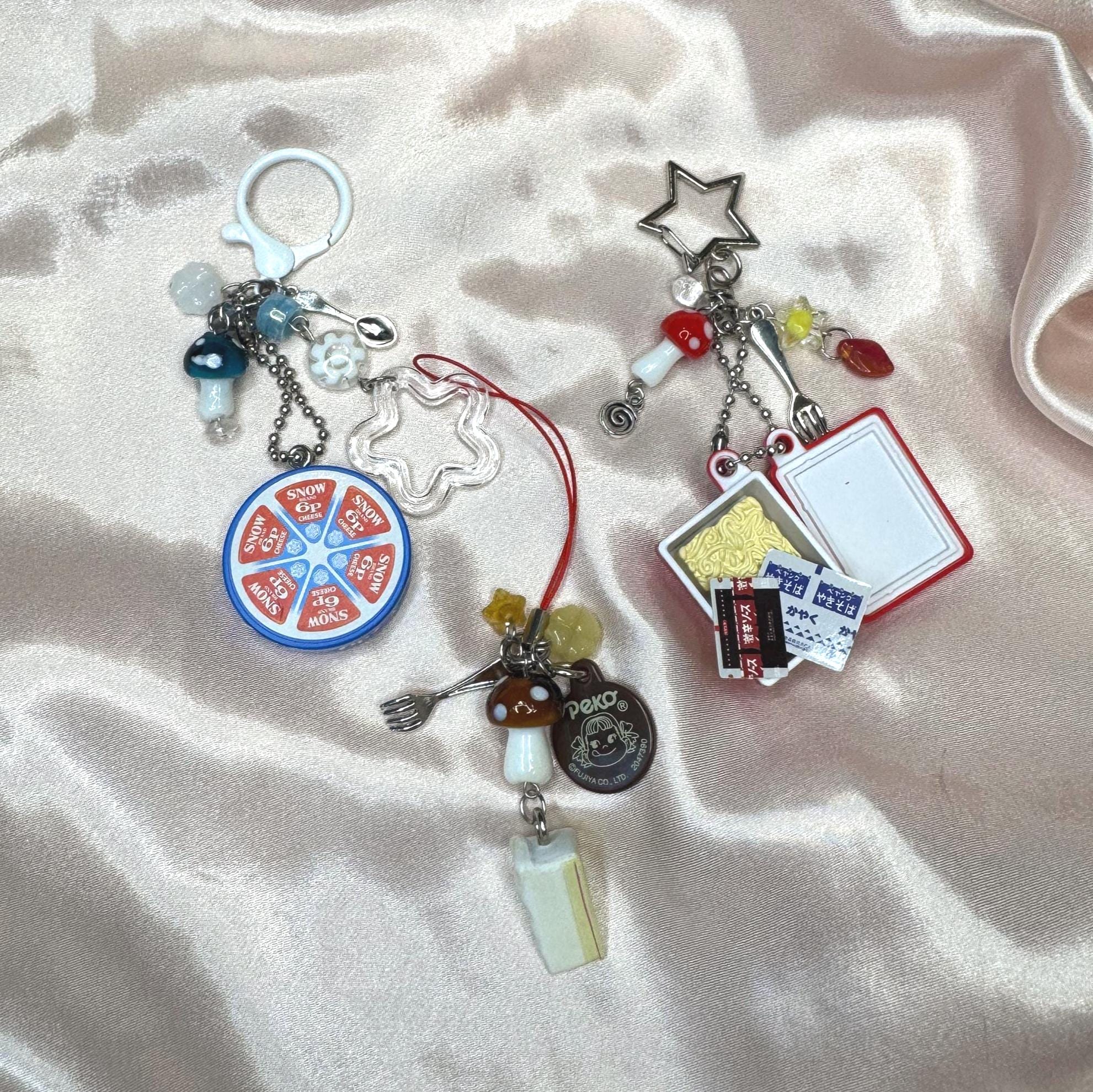 Cute Trinket Keychains / Bag Charms Kawaii Gacha Japanese Food Charm ...