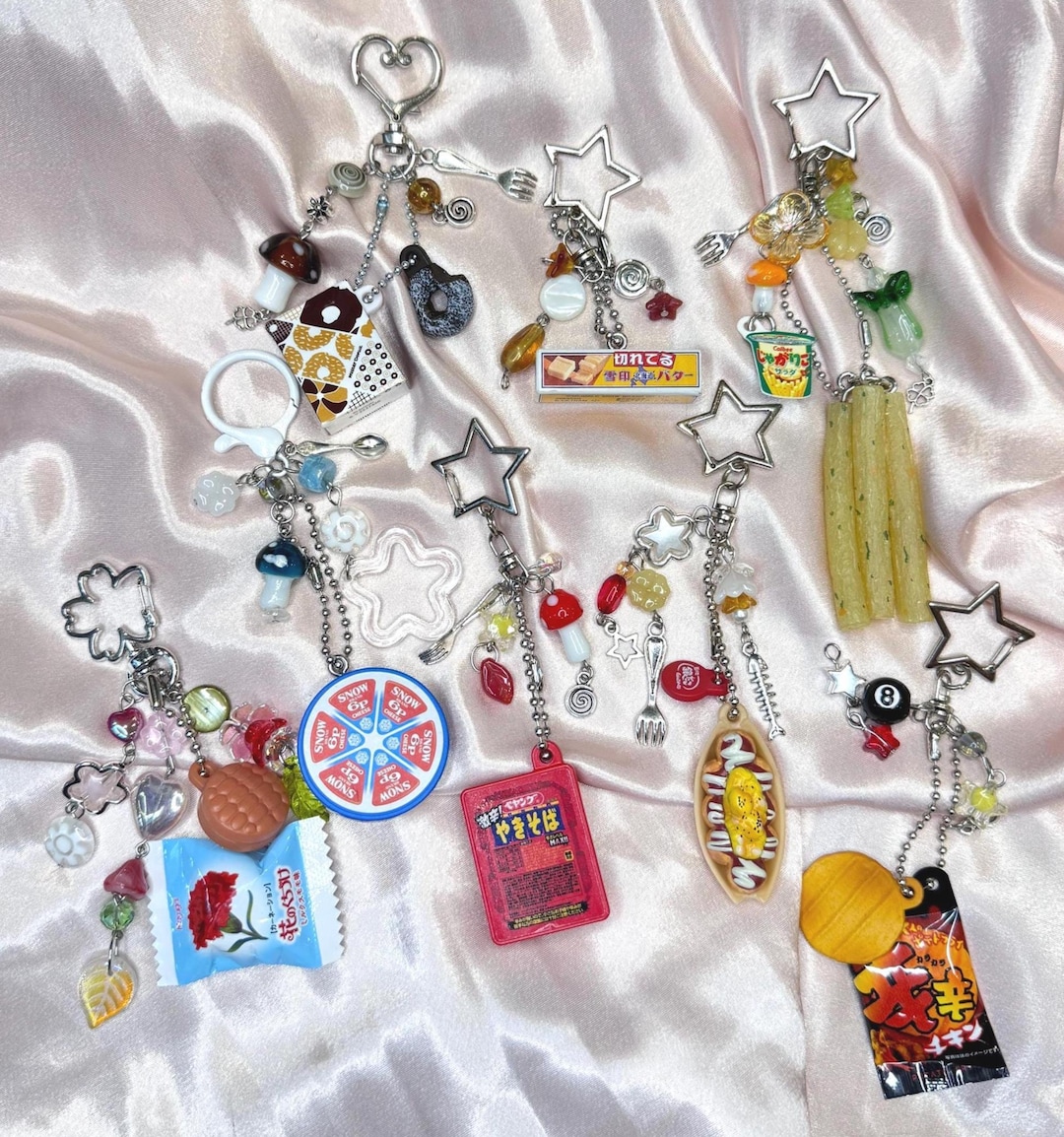 Cute Trinket Keychains / Bag Charms Kawaii Gacha Japanese Food Charm ...