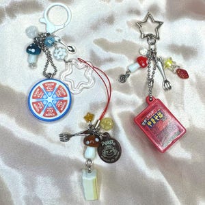 Cute Trinket Keychains / Bag Charms Kawaii Gacha Japanese Food Charm ...