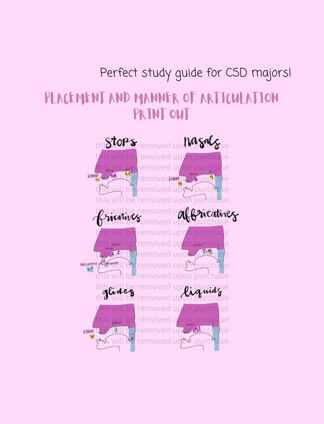 Phonological Manner and Placement Chart SLP Speech Language Pathology ...