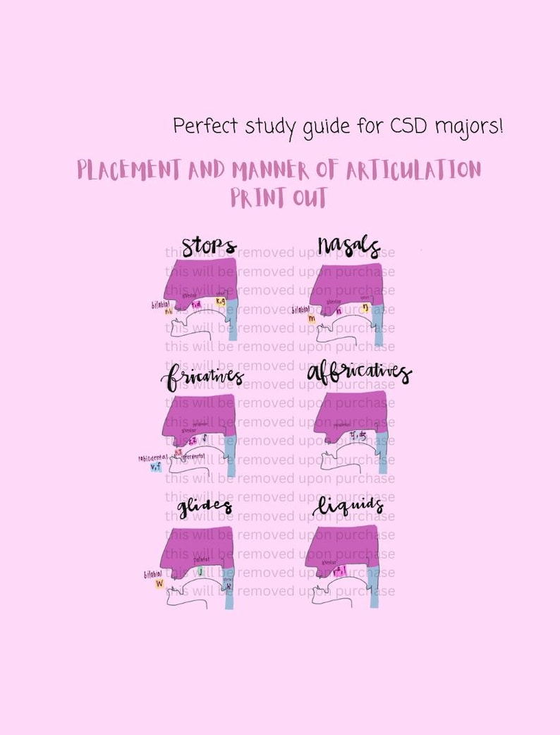Phonological Manner and Placement Chart SLP Speech Language Pathology ...
