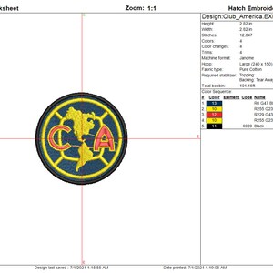 Club America Soccer Embroidery Final, Digital File, Instant Download - Etsy