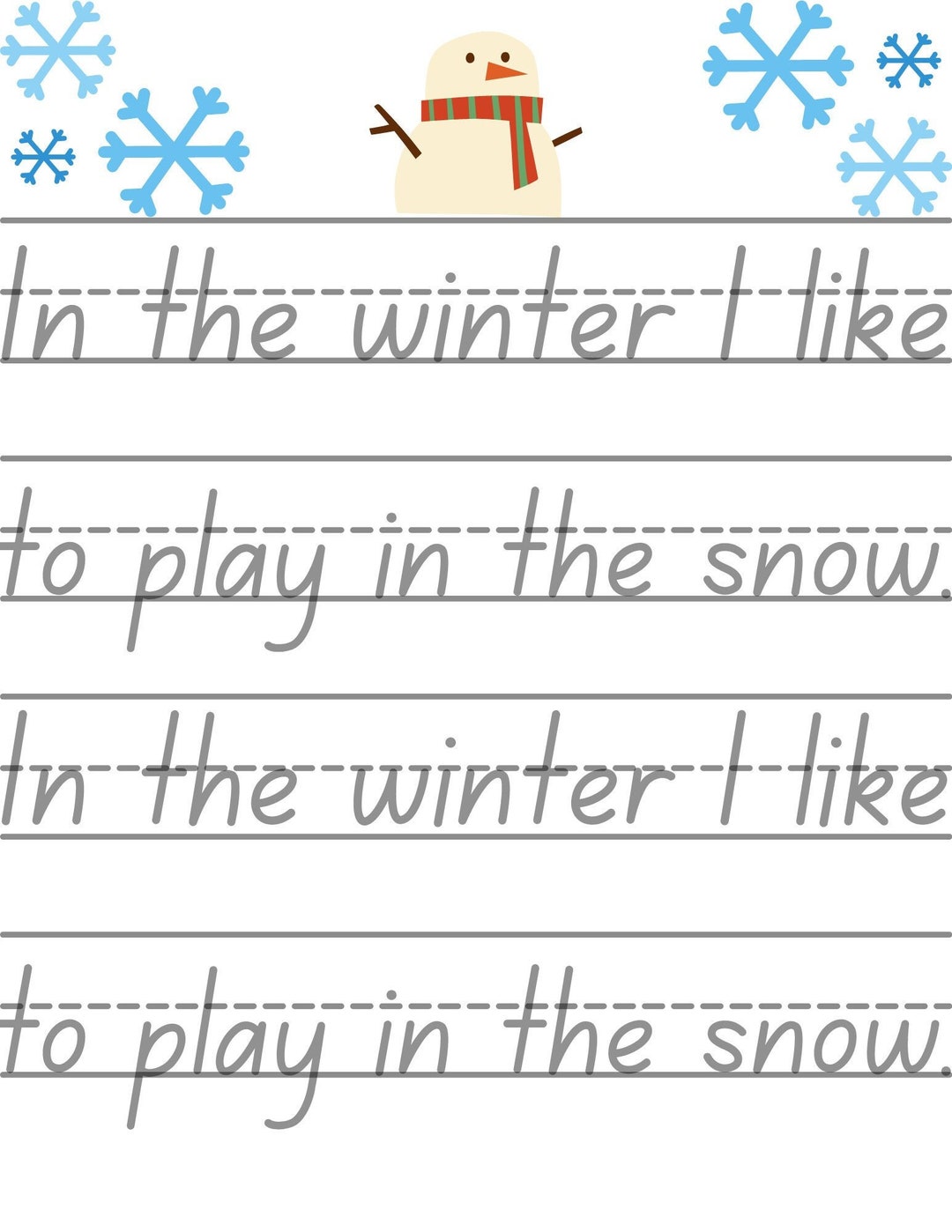 Winter Themed Tracing Activity - Etsy