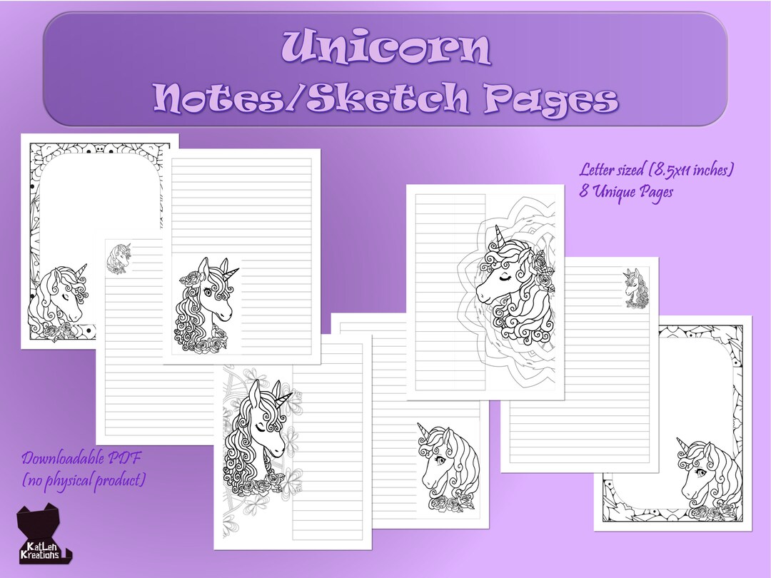Unicorn Notes/sketch Pages - Etsy