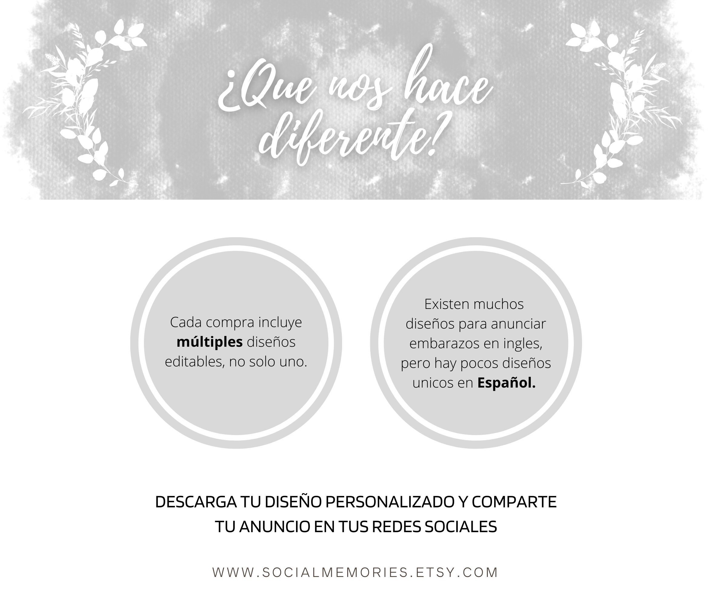 Rustic Spanish Pregnancy Announcement: Social Media Template (digital ...
