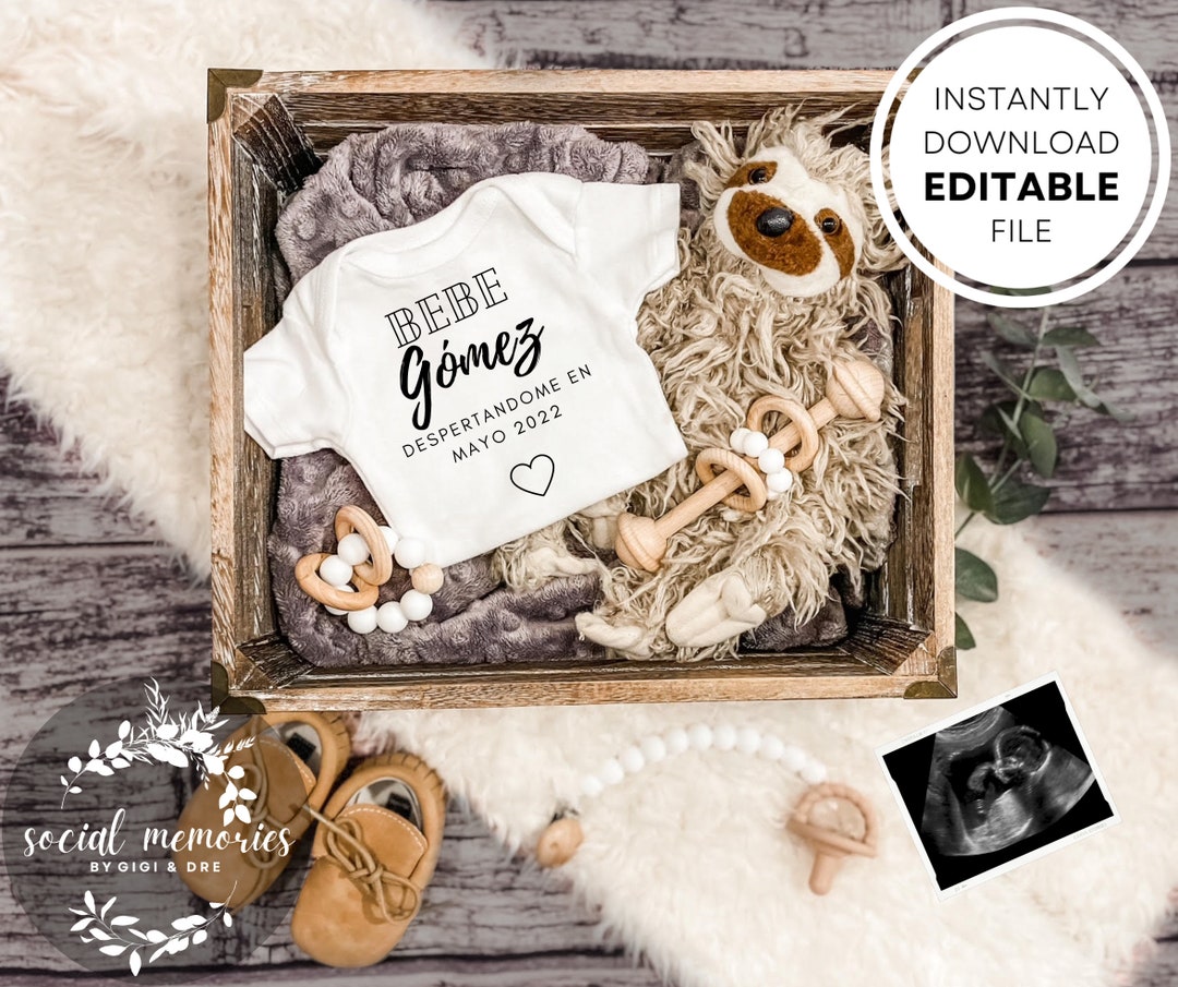Rustic Spanish Pregnancy Announcement: Social Media Template (digital ...