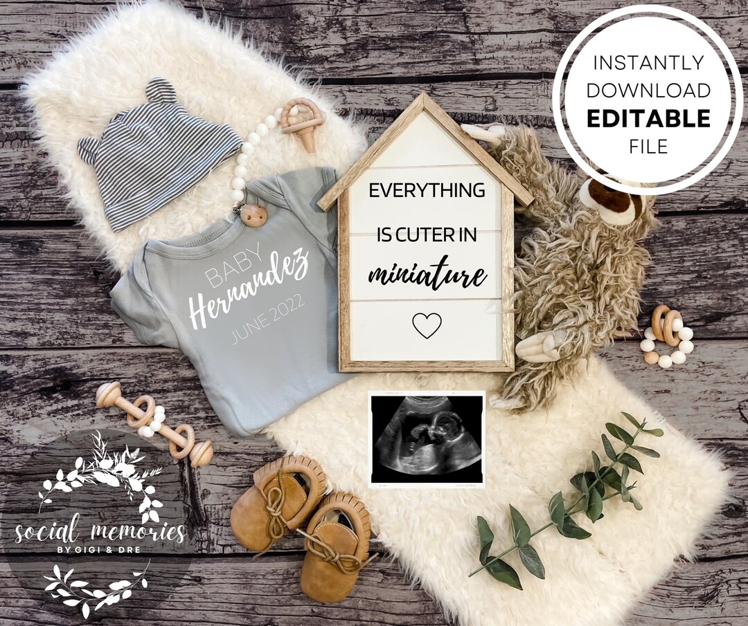 RUSTIC PREGNANCY ANNOUNCEMENT | Digital Editable Template | Social ...