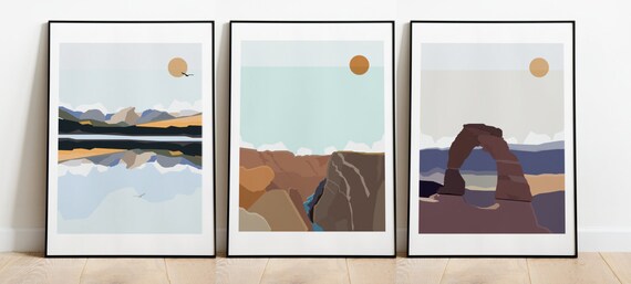 National Park Poster Mountain Poster Set of 3 National | Etsy