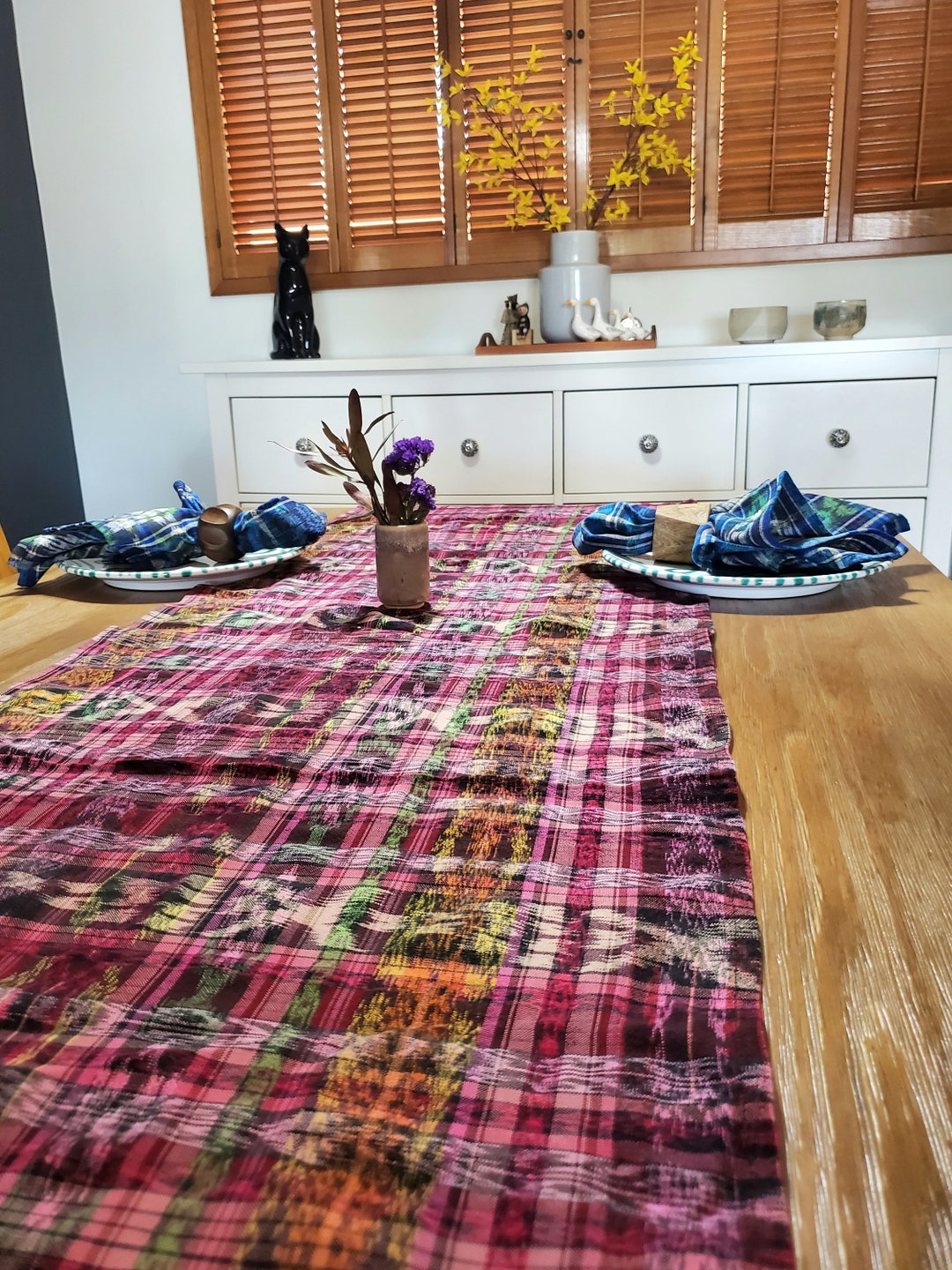 Vintage Guatemalan Textile Table Runner, Pink Boho Decor - Etsy