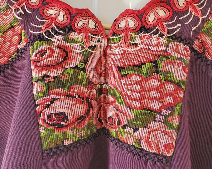 Vintage Huipil With Colorful Embroidery From Guatemala. Handwoven ...