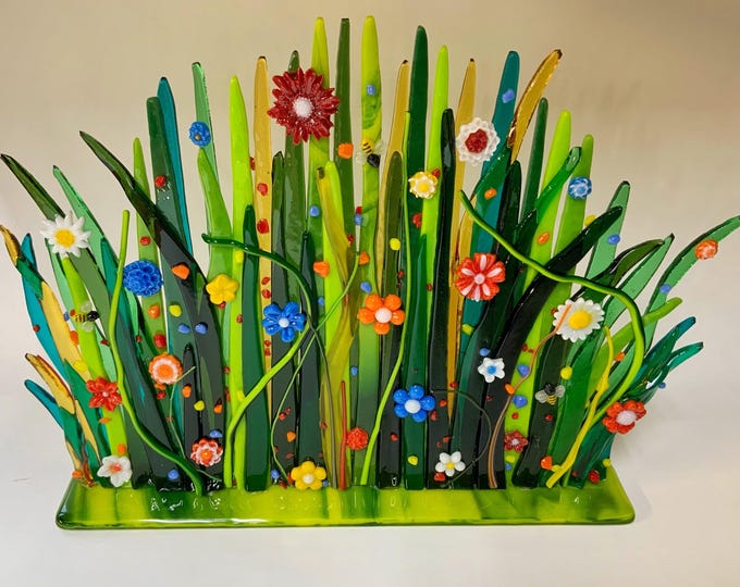 Floral Art Sculpture; Handmade Fused Glass; Home Decor - Etsy