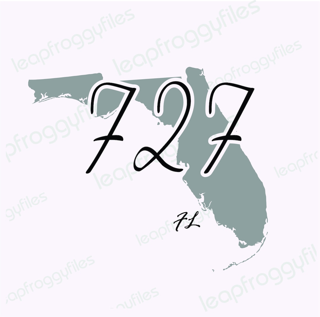 Florida Area Code 727 Area Code 727 Svg File/svg Png Eps Dxf/florida ...