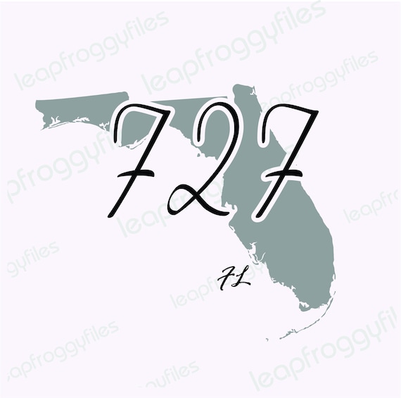 Florida Area Code 727 Area Code 727 Svg File/svg Png Eps | Etsy