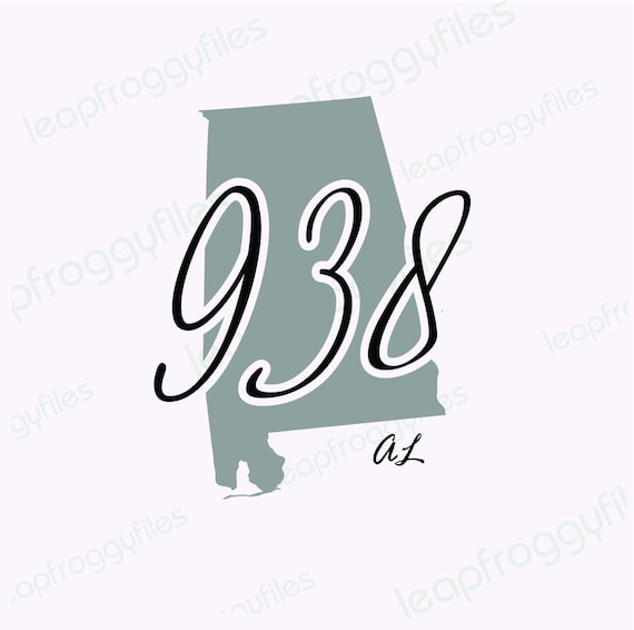 Alabama Area Code 938 Svg File/svg Png Eps Dxf/alabama State | Etsy