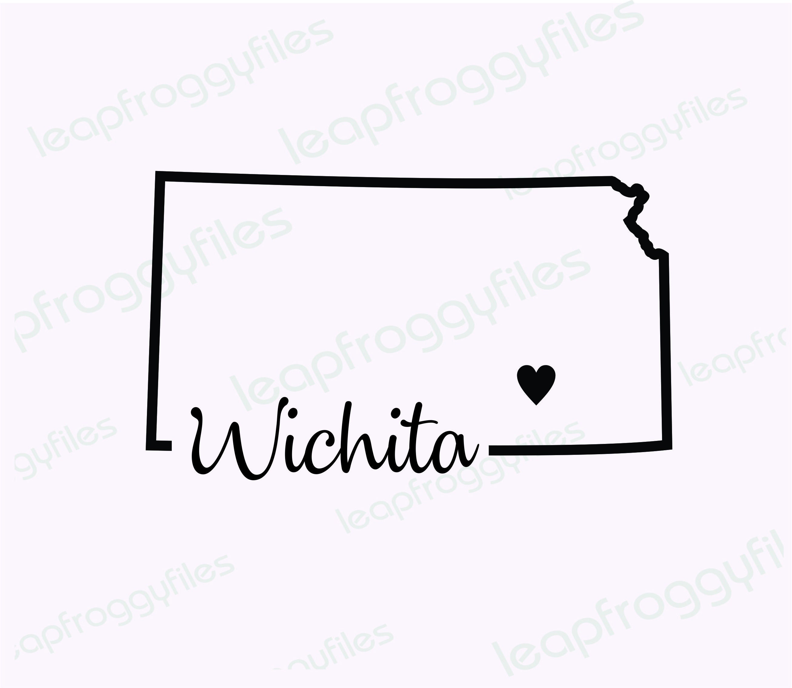 City of Wichita Kansas/state of Kansas/shape of State With Heart ...