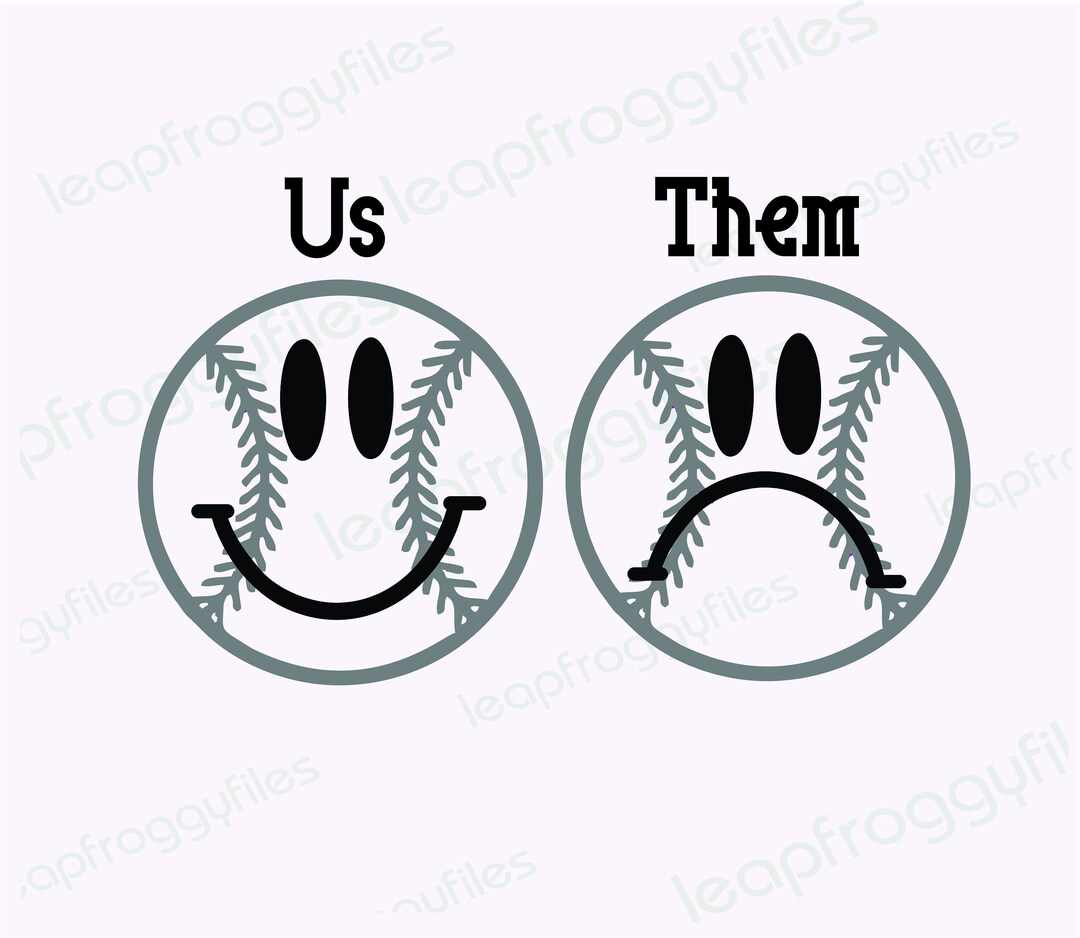 Smiley Face Baseball Softball Us Them Happy Sad Baseball Mom Softball ...