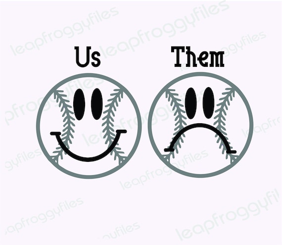 Smiley Face Baseball Softball Us Them Happy Sad Baseball Mom | Etsy