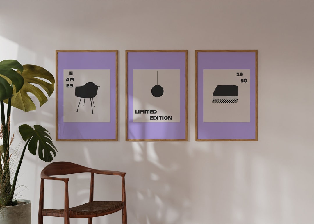 Eames Print Set of 3, Eames Chair Print, Mid Century Modern, Funky Girl ...