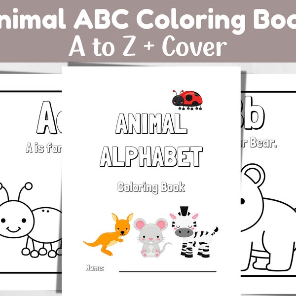 Animal Abc Coloring Pages - Etsy
