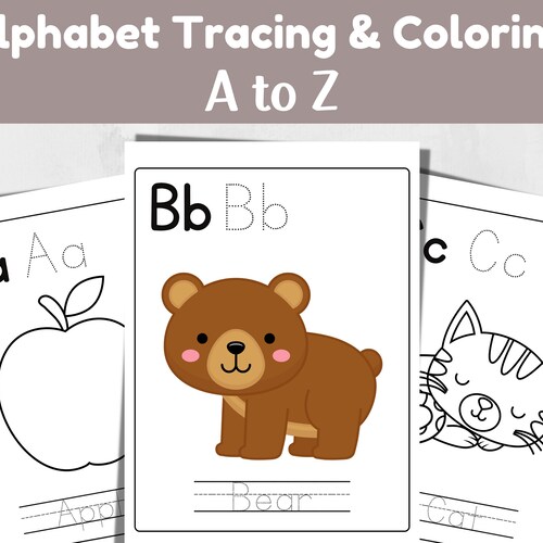 26 Pages Alphabet Coloring Book Printable for Kids Alphabet - Etsy