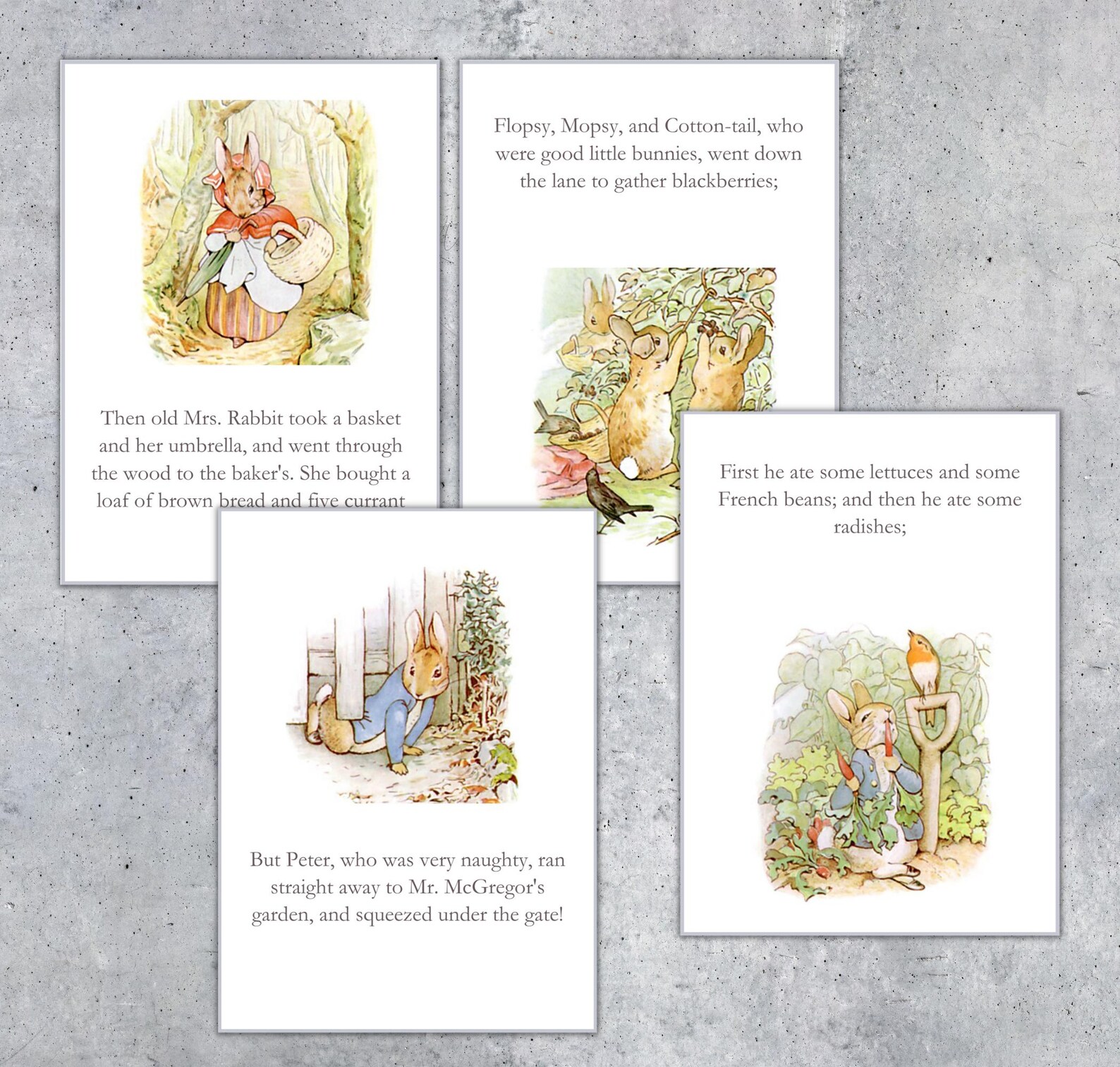 PETTER RABBIT Story Telling Flashcards, 5x7" Cards, Printable, Instant ...