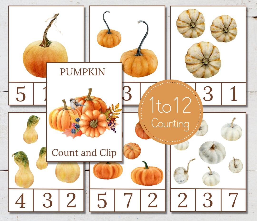 PUMPKINS Count and Clip Cards, 1 - 12 Counting, Counting Activities ...