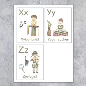 OCCUPATIONS Alphabet Flashcards. Watercolor Letter Cards. Kids ...