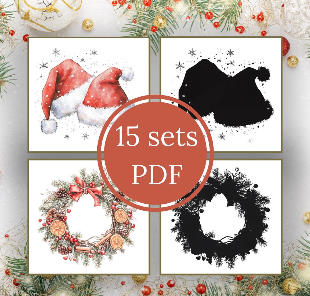 CHRISTMAS Shadow Matching Cards. Toddler Montessori Printable. INSTANT ...