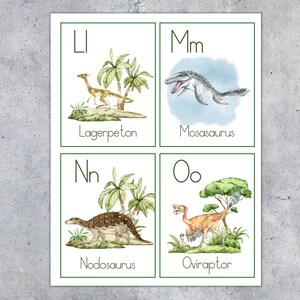 Dinosaur Alphabet Flashcards. Watercolor Letter Cards. Kids Printable ...