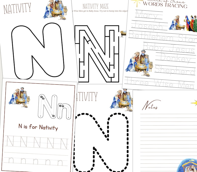 NATIVITY Unit Study, Vocabulary, Jesus Birth Story, Handwriting ...