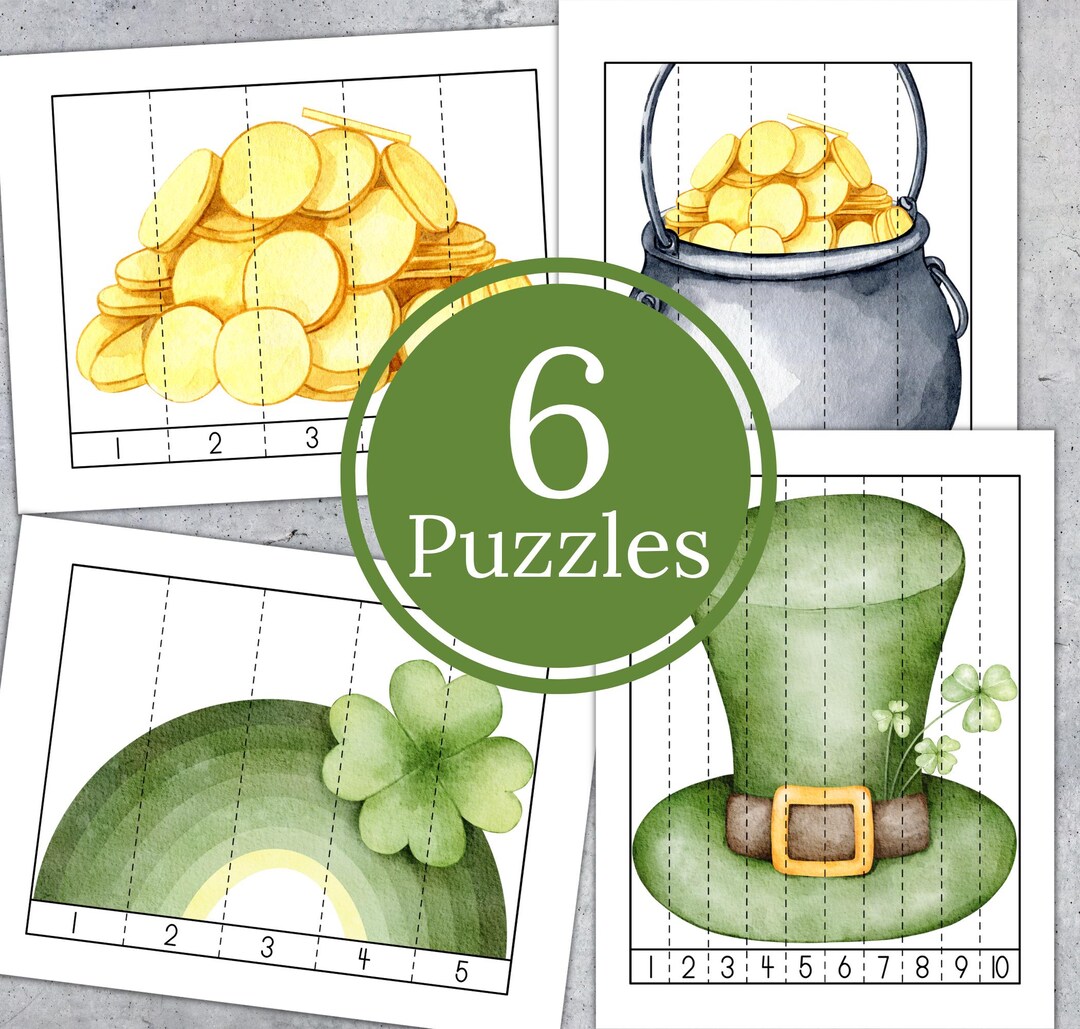 Saint Patrick's Day Number Sequence Puzzles Printable, Montessori St ...